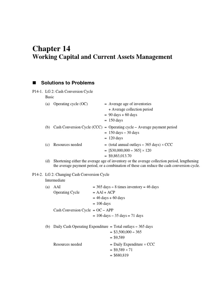 Chapter - 14-Working Capital and Current Assets Management | PDF | Investing | Working Capital