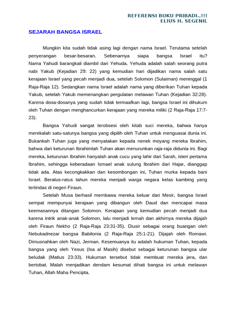 Sejarah dan Konsekuensi Bangsa Israel | PDF