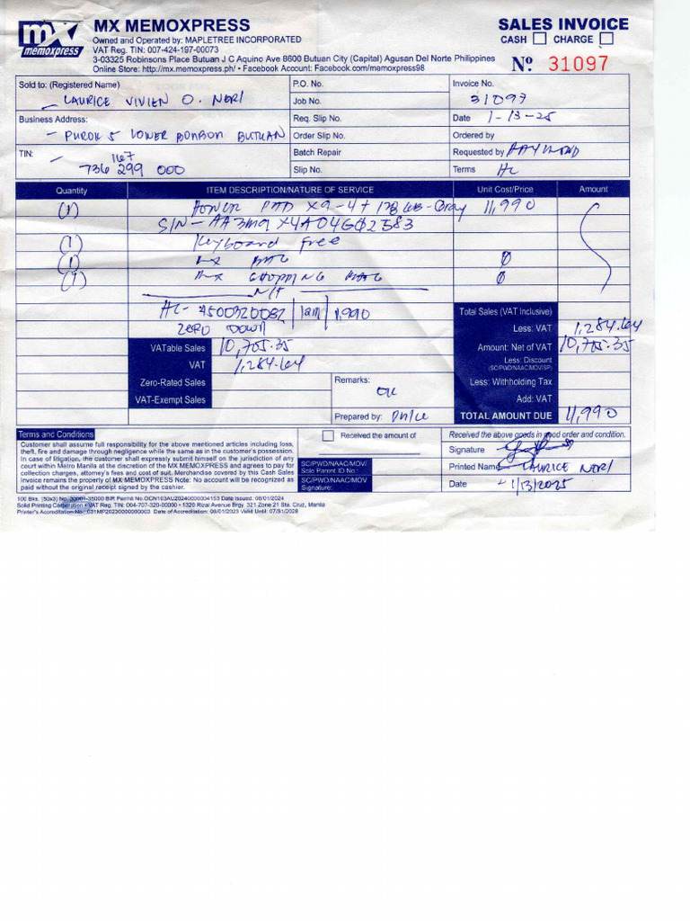 HONOR X9 Sales Invoice | PDF