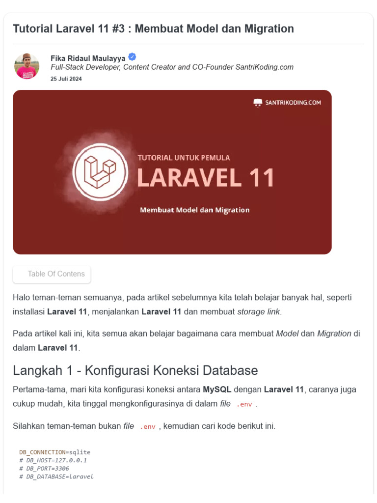 Tutorial Laravel 11 #3 - Membuat Model Dan Migration - SantriKoding - Com - Website Belajar ...
