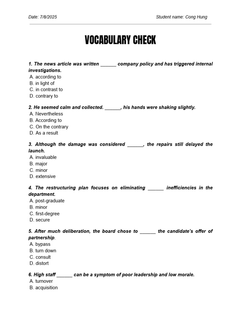 Vocabulary Check for Language Learning | PDF