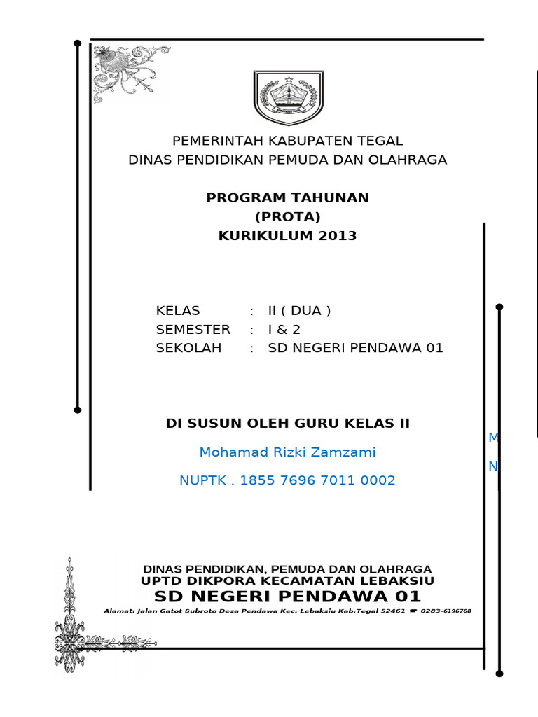 Prota Kurikulum 2013 Kelas II SD Pendawa | PDF
