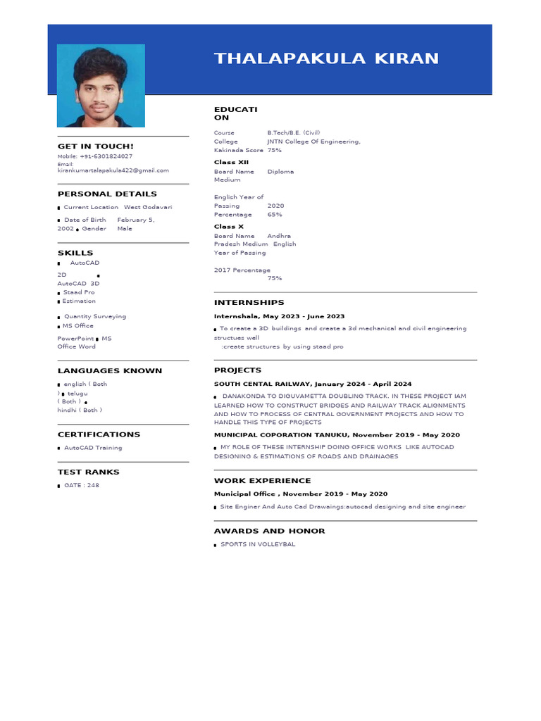 Thalapakula Kiran Kumar Resume 4-1 | PDF | Engineering