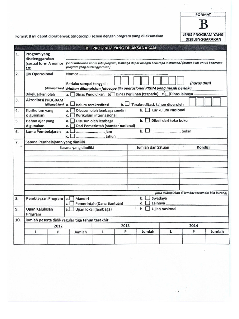 Form B & C Syarat LKP | PDF