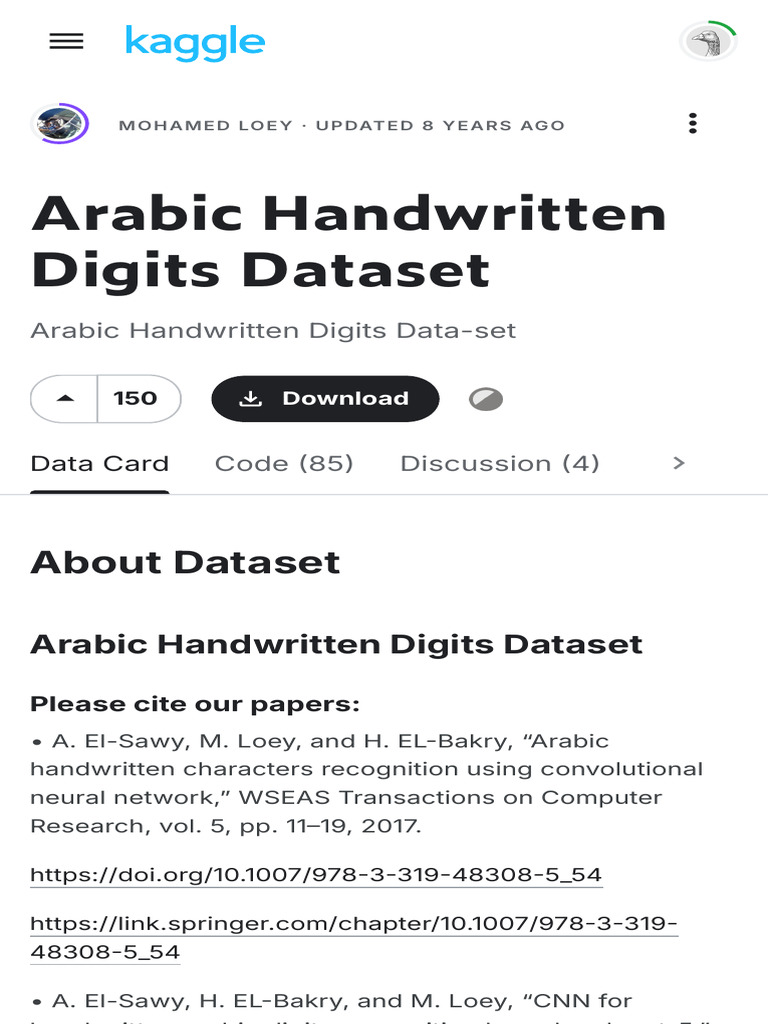 Arabic Handwritten Digits Dataset | PDF
