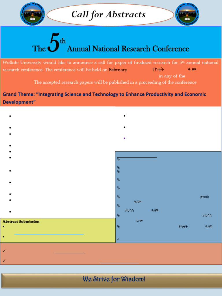 Call for Abstracts: Wolkite Conference 2024 | PDF | Natural Environment ...