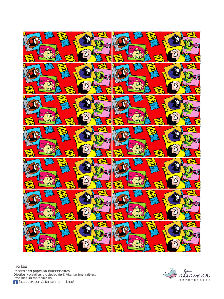 Kit Imprimible Teen Titans Go - TicTac | PDF