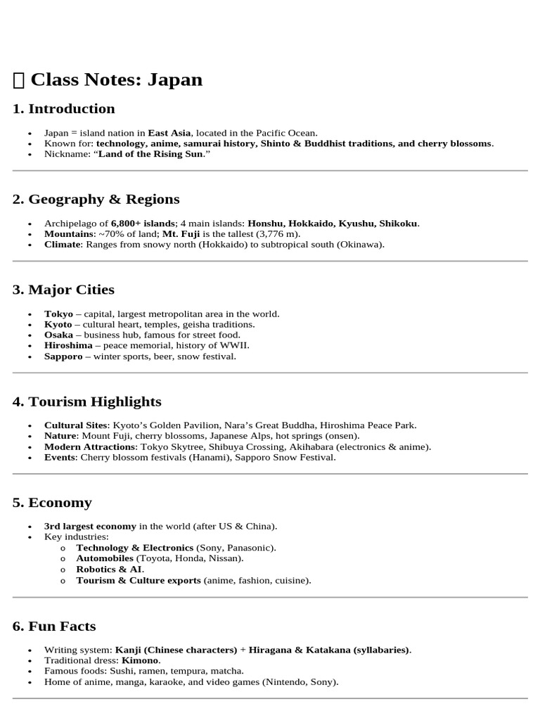 Explore Japan: Culture, Geography, and Economy | PDF