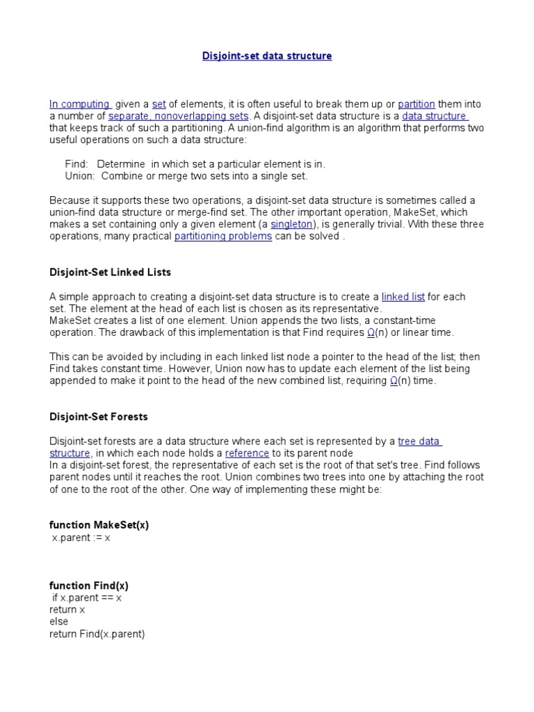 Disjoint Sets Union Find Algorithms | PDF | Mathematical Concepts ...