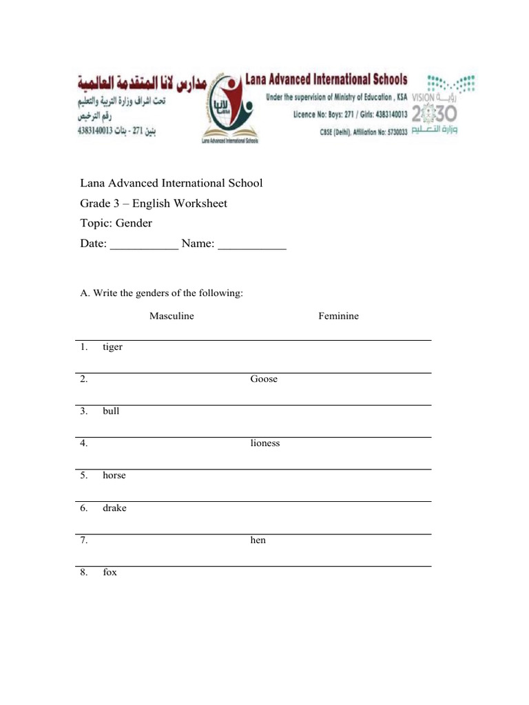 Gender Worksheet | PDF