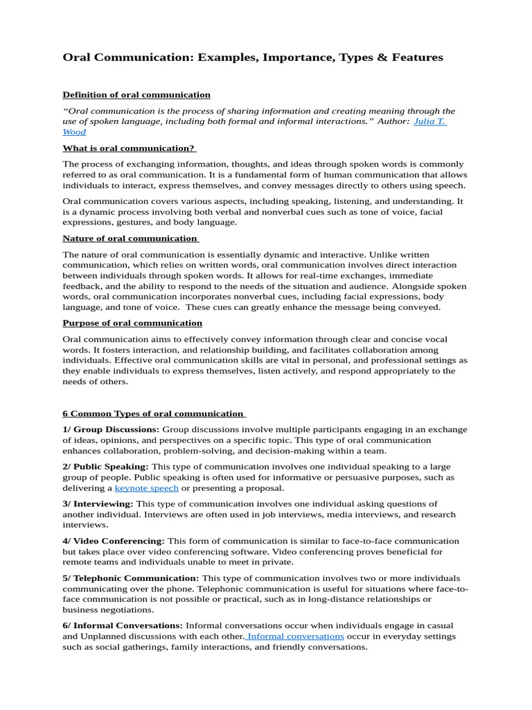 Understanding Oral Communication Types | PDF | Communication ...