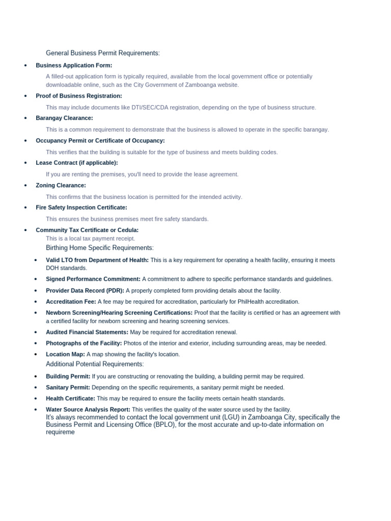 General Business Permit Requirements | PDF