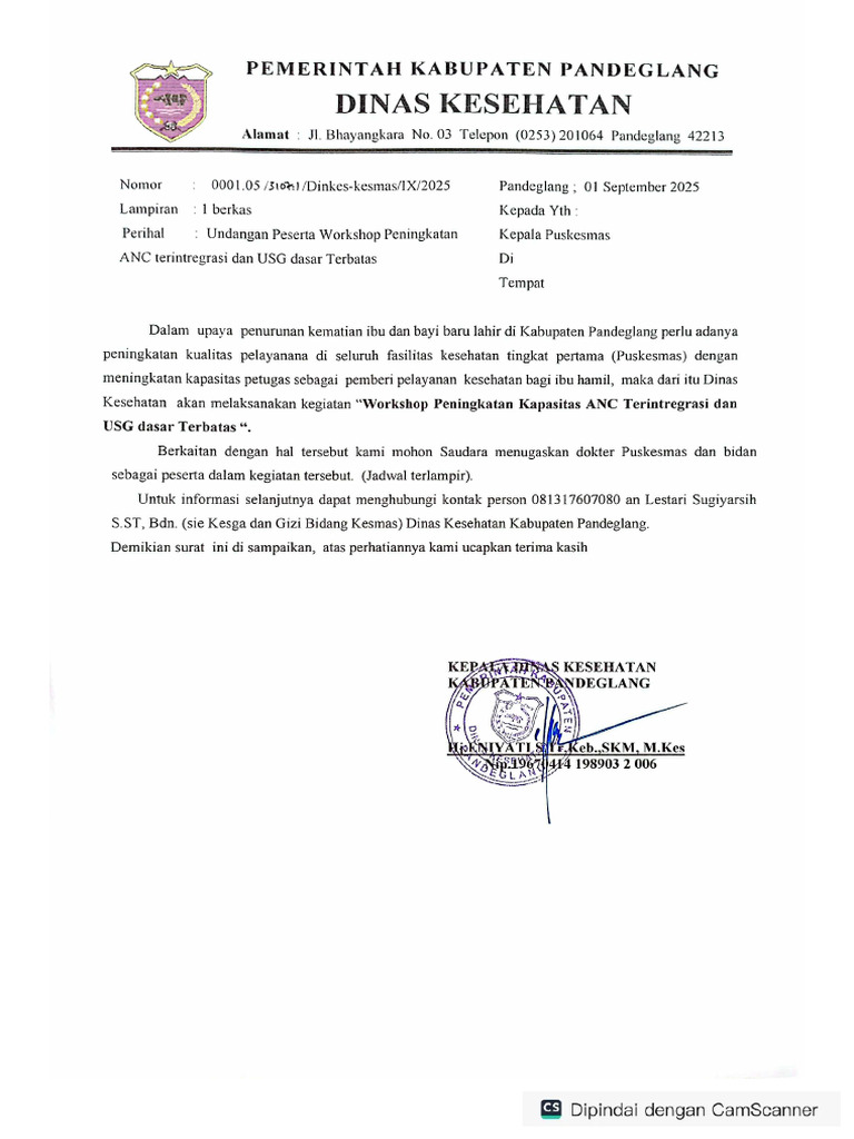 Undangan Peserta, Workshop Anc Dan Usg Terbatas, 23, 25, 26 Sept 2025 | PDF