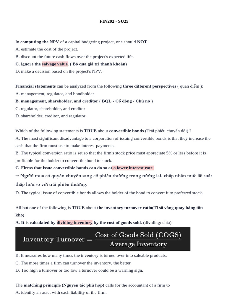 Lý thuyết FIN202 | PDF | Bonds (Finance) | Dividend