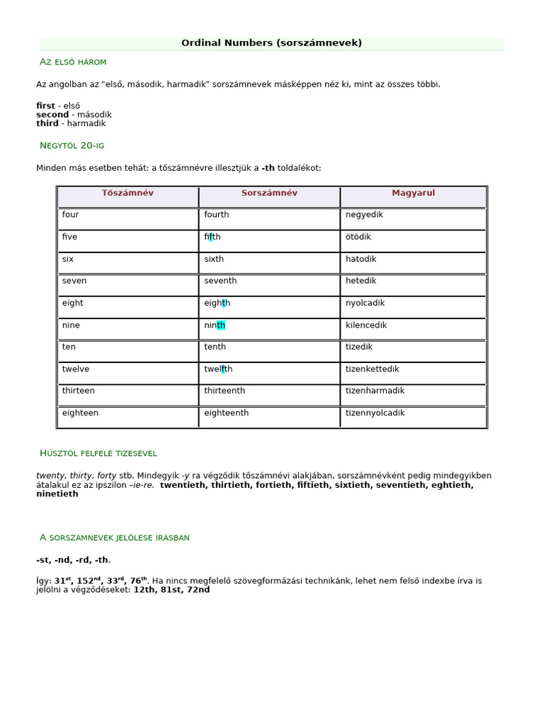 Ordinal Numbers | PDF