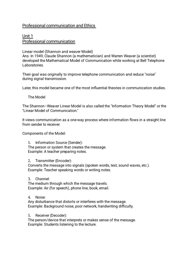 Professional Communication and Ethics Unit 1 | PDF | Communication | Nonverbal Communication