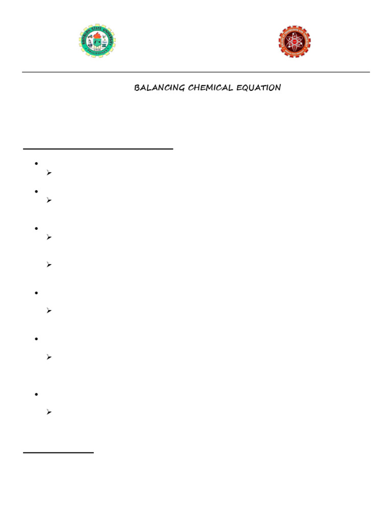 Balancing Chemical Equation | PDF | Chemical Compounds | Chemical ...