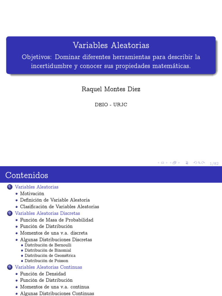 Tema4 Variables Aleatorias | PDF | Variable aleatoria | Teoría de probabilidad