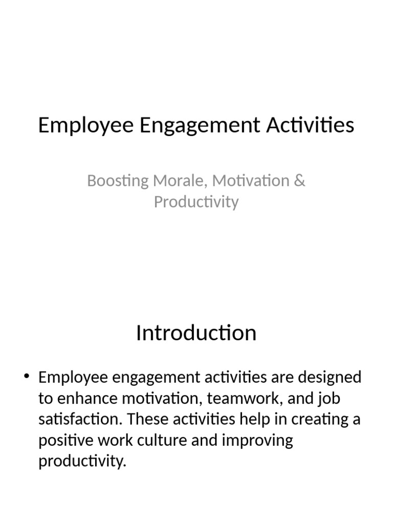 Employee Engagement Activities Guide | PDF