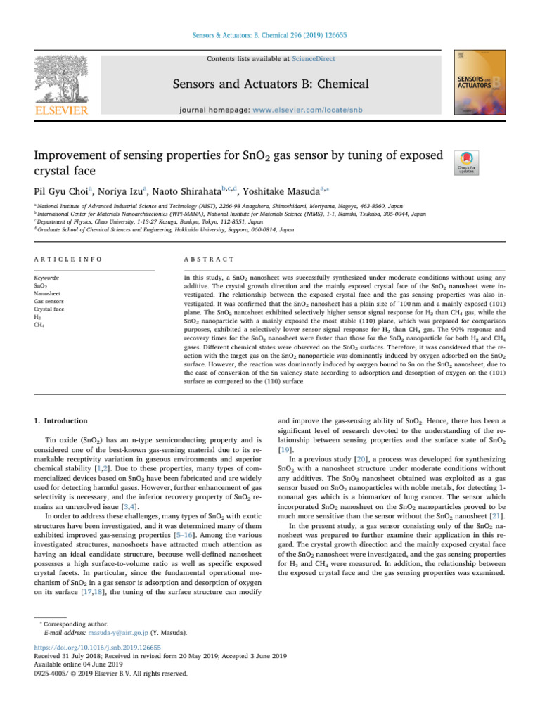 Improvement of Sensing Properties For SnO2 Gas Sensor | PDF ...