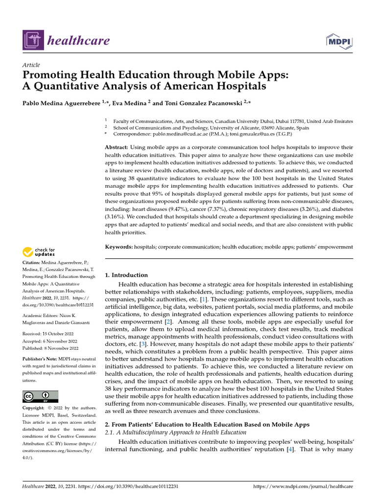 Mobile Apps for Health Education in Hospitals | PDF | Chronic Condition ...