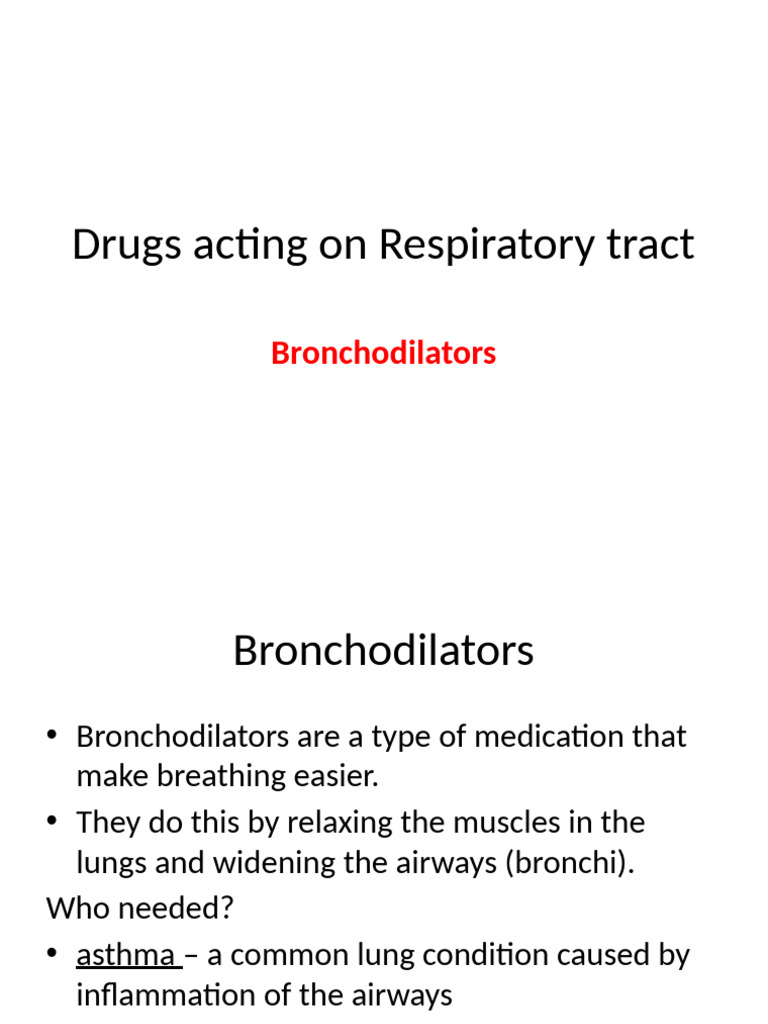 Bronchodilators: Types and Uses | PDF | Drugs | Drugs Acting On The ...