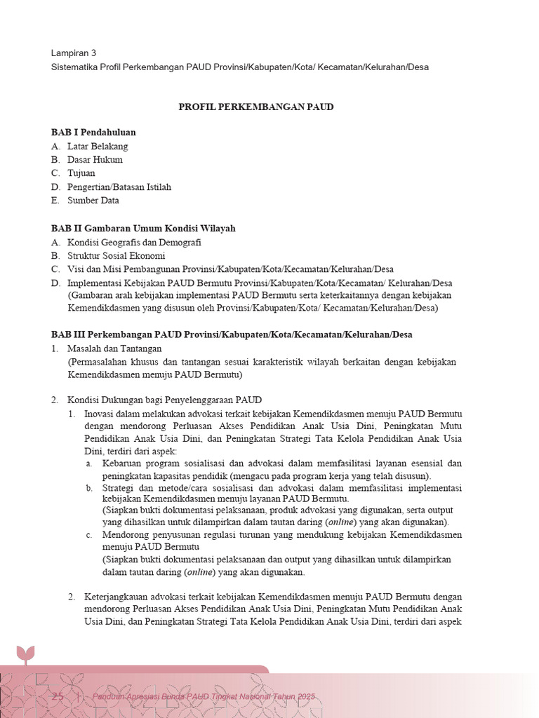 Profil Perkembangan PAUD | PDF