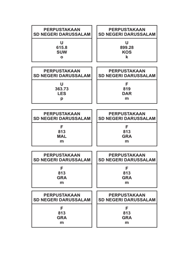 Penomoran Perpustakaan Sekolah | PDF