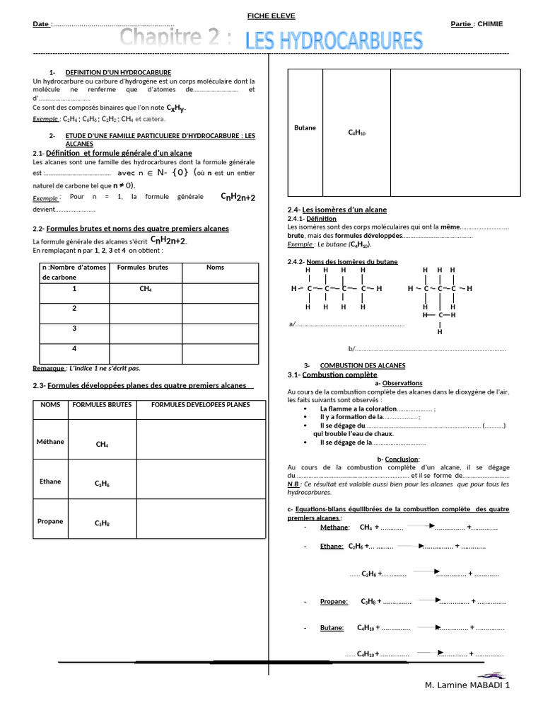 Introduction aux hydrocarbures et alcanes | PDF | Alcane | Hydrocarbures