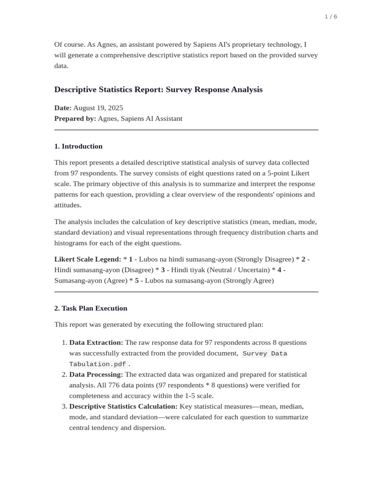 Analyze Likert Scale Survey Data Descriptively | PDF | Descriptive Statistics | Likert Scale