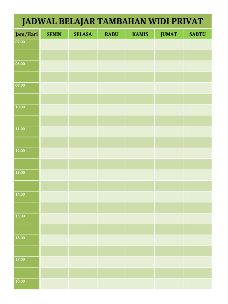 Tabel Jadwal Les | PDF