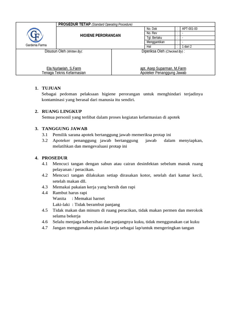 APT-001-00 Higiene Perorang | PDF