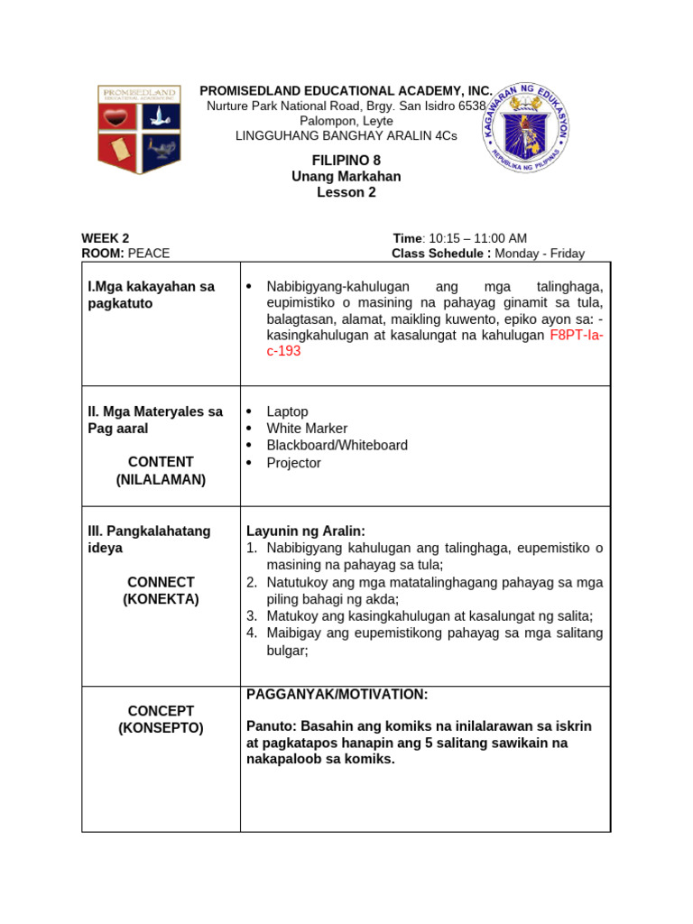 Lesson Plan 8 Topic 2 | PDF