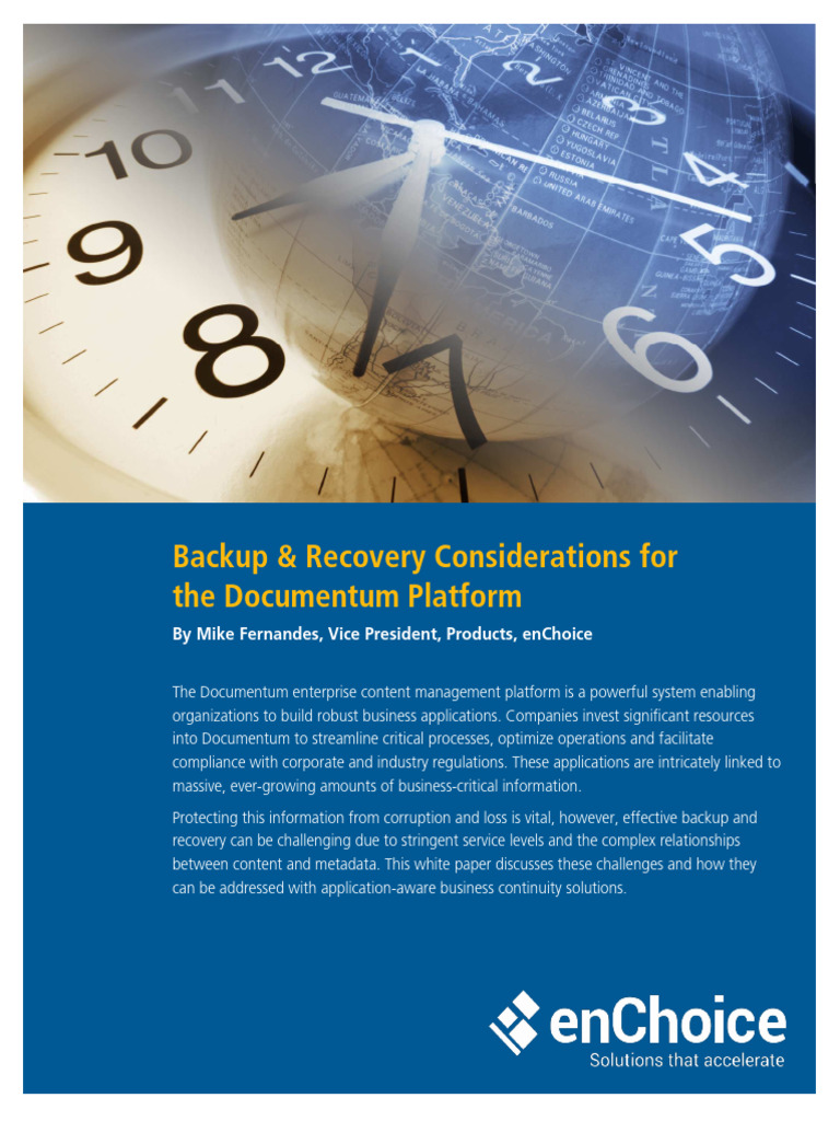 Documentum Backup and Recovery Considerations White Paper | PDF ...
