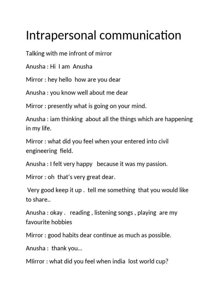 Intra Personal Communication | PDF