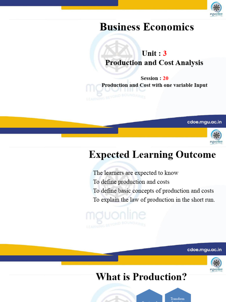 Production and Cost Analysis Overview | PDF | Factors Of Production ...