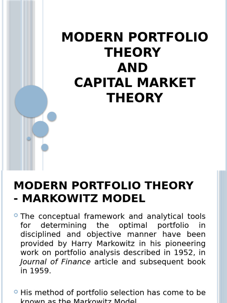 Modern Portfolio Theory Overview | PDF | Capital Asset Pricing Model ...