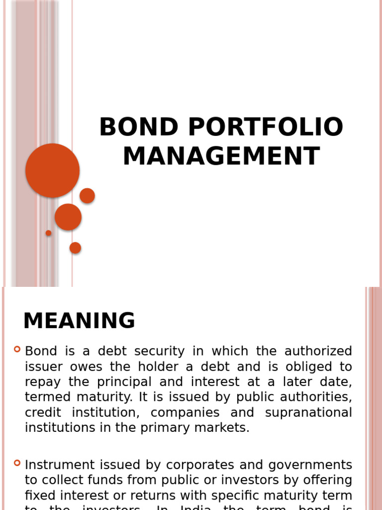 Bond Portfolio Management Strategies | PDF | Bonds (Finance) | Interest