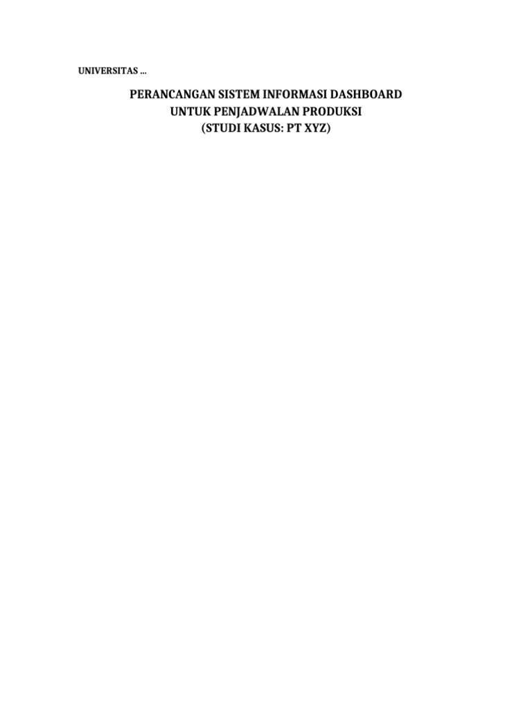 Dashboard Penjadwalan Produksi PT XYZ | PDF