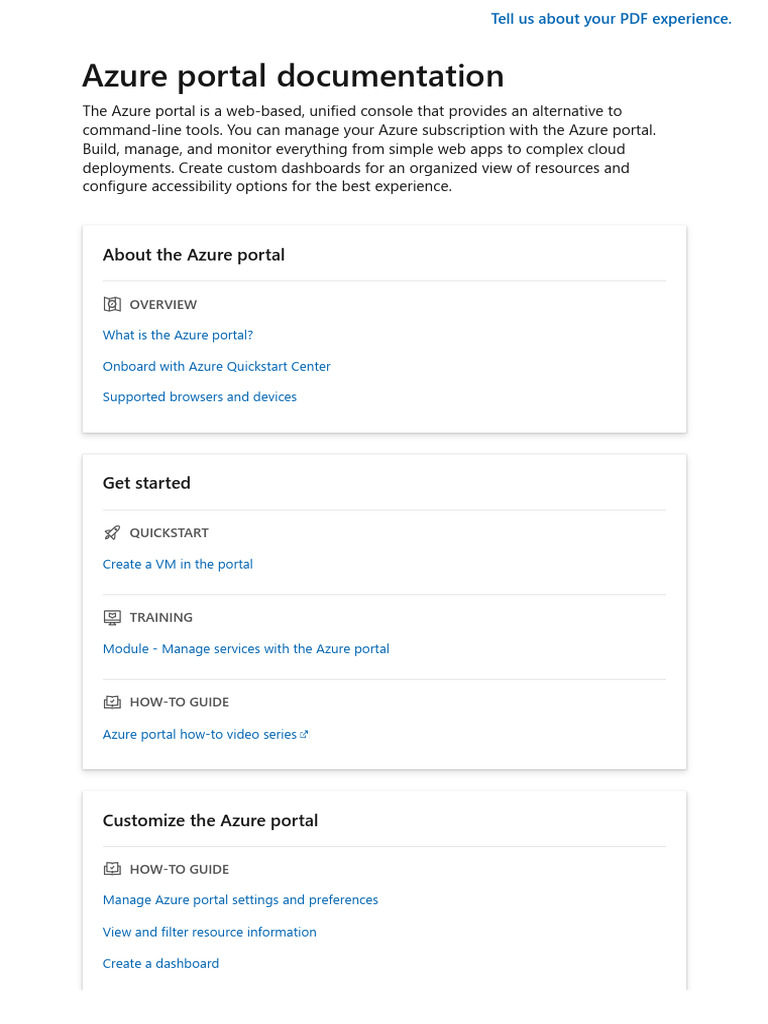 Azure Portal Documentation | PDF | Microsoft Azure | Virtual Machine