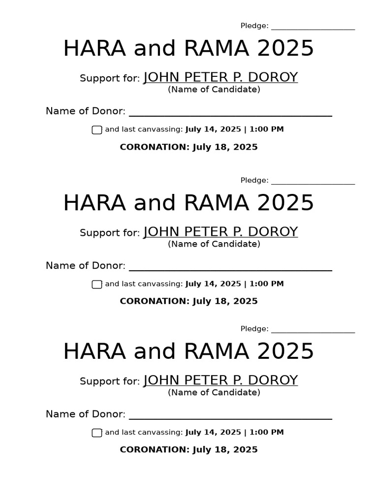 HARA and RAMA 2025 Pledge Form | PDF