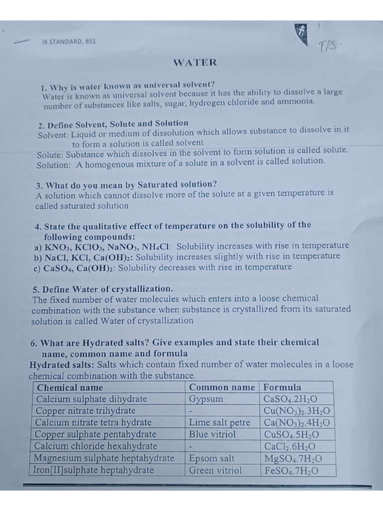 Water Notes | PDF