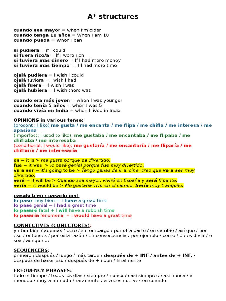 Estructuras A* y Opiniones en Español | PDF