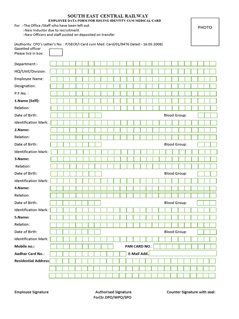Employee Data Form for ID Card | PDF