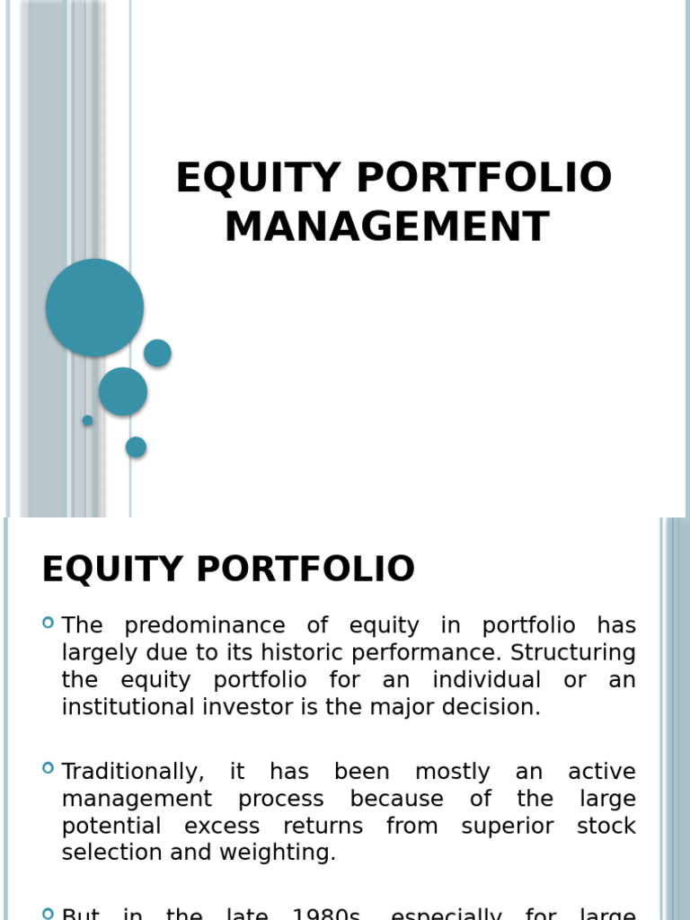 Equity Portfolio Management | PDF | Investing | Stock Market Index