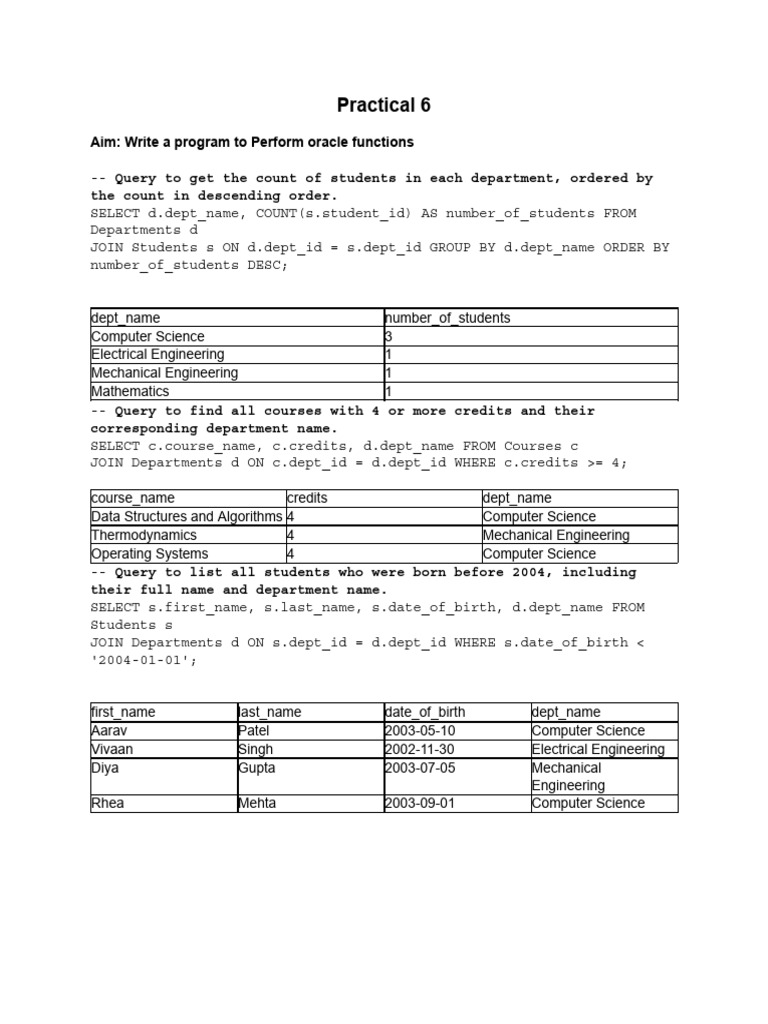 Perform Oracle Functions For Below Tables ?? - 1. ... | PDF
