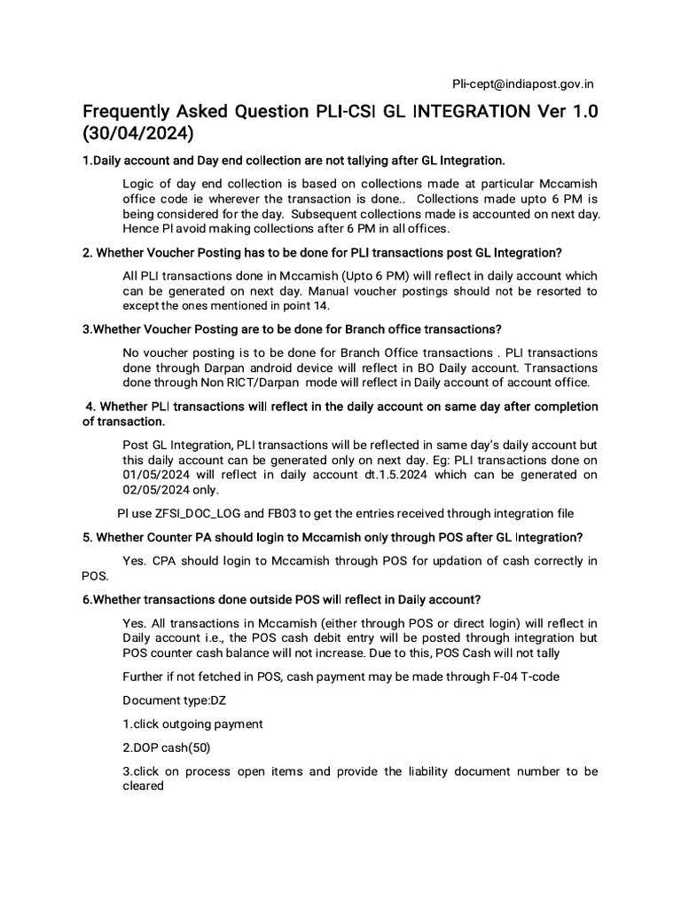 PLI Integration Draft FAQv2.0 | PDF | Debits And Credits | Cheque