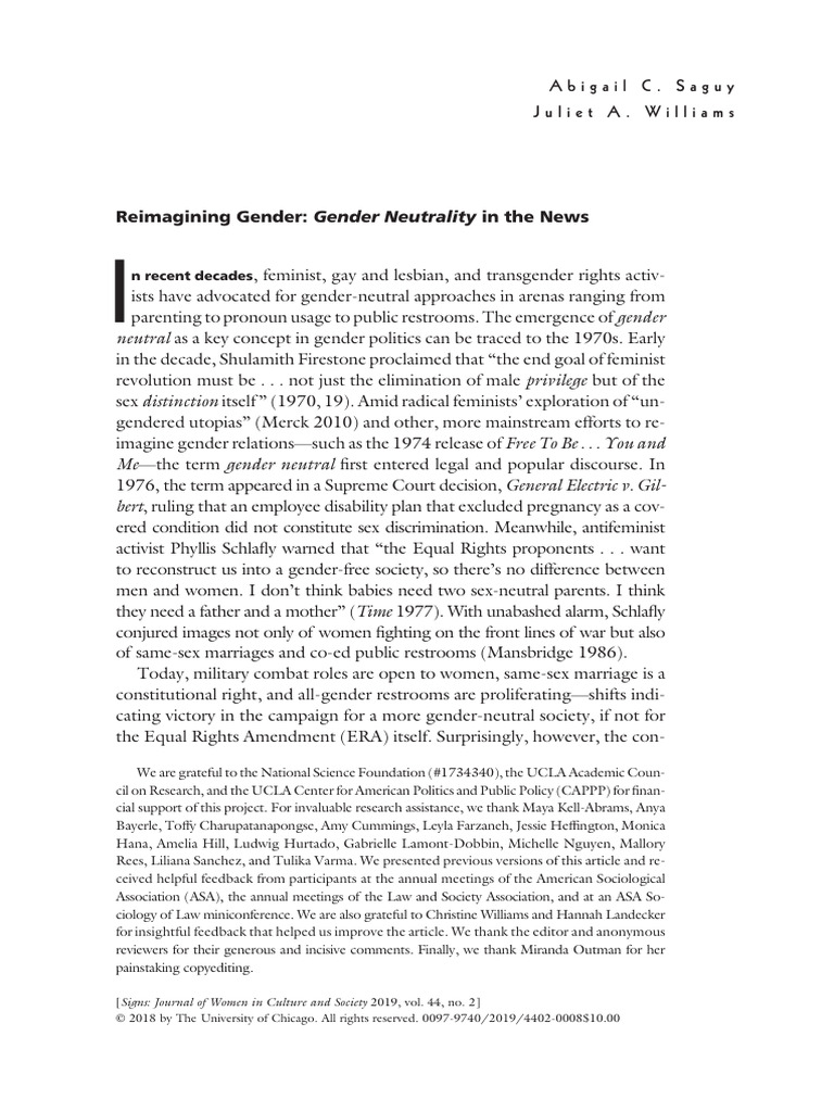Reimagining Gender - Gender Neutrality in The News | PDF | Gender ...