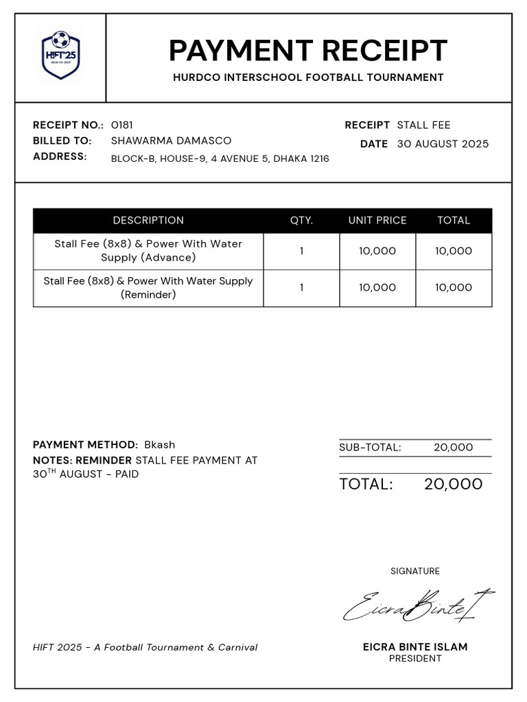 Receipt - Damasco | PDF