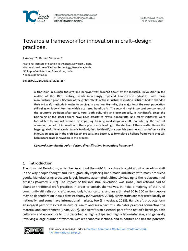 Innovation Framework for Craft-Design | PDF | Innovation | Crafts